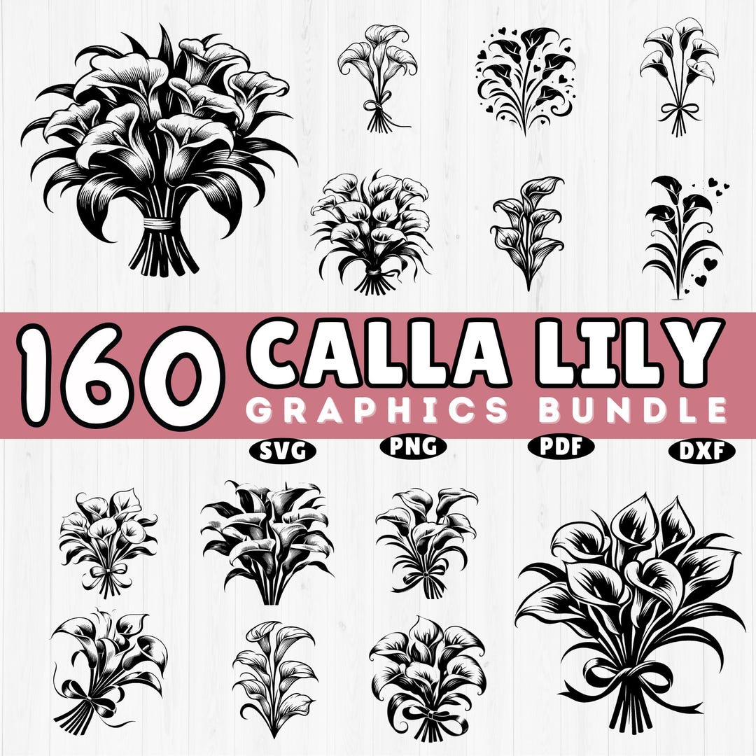 169 Calla Lily Flower SVG Bundle: Botanical Line Art Clipart ...