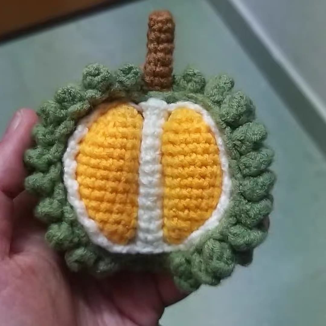 Hand Knitted Durian, 5cm Durian Crochet Ornament - Etsy