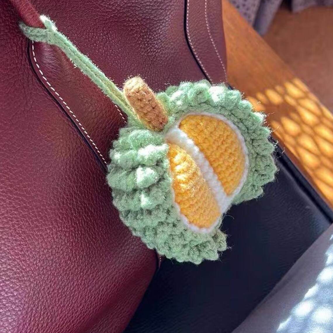 Hand Knitted Durian, 5cm Durian Crochet Ornament - Etsy
