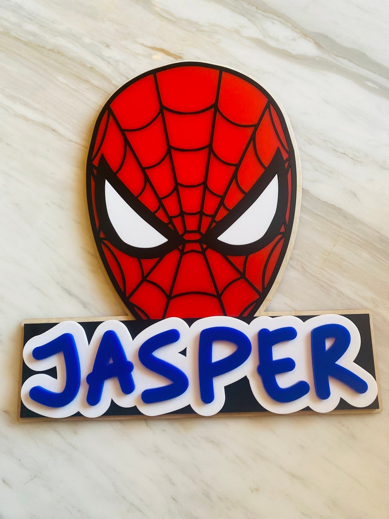 Spiderman Name Sign Personalised Gift Wall Name Sign Kids Bedroom Decor ...
