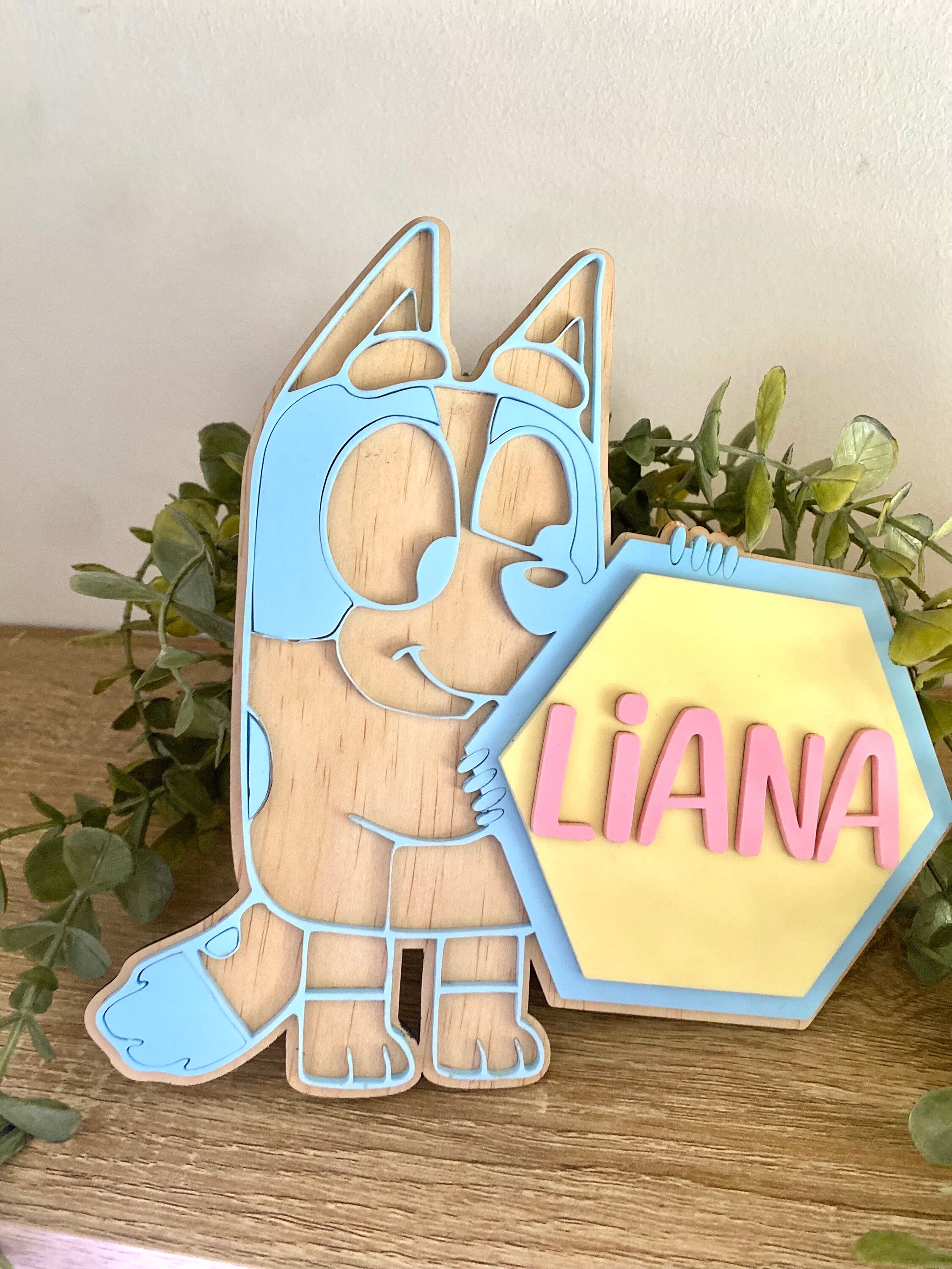 Bluey Personalised Wall Name Sign Acrylic Name Kids Bedroom Decor Bluey ...