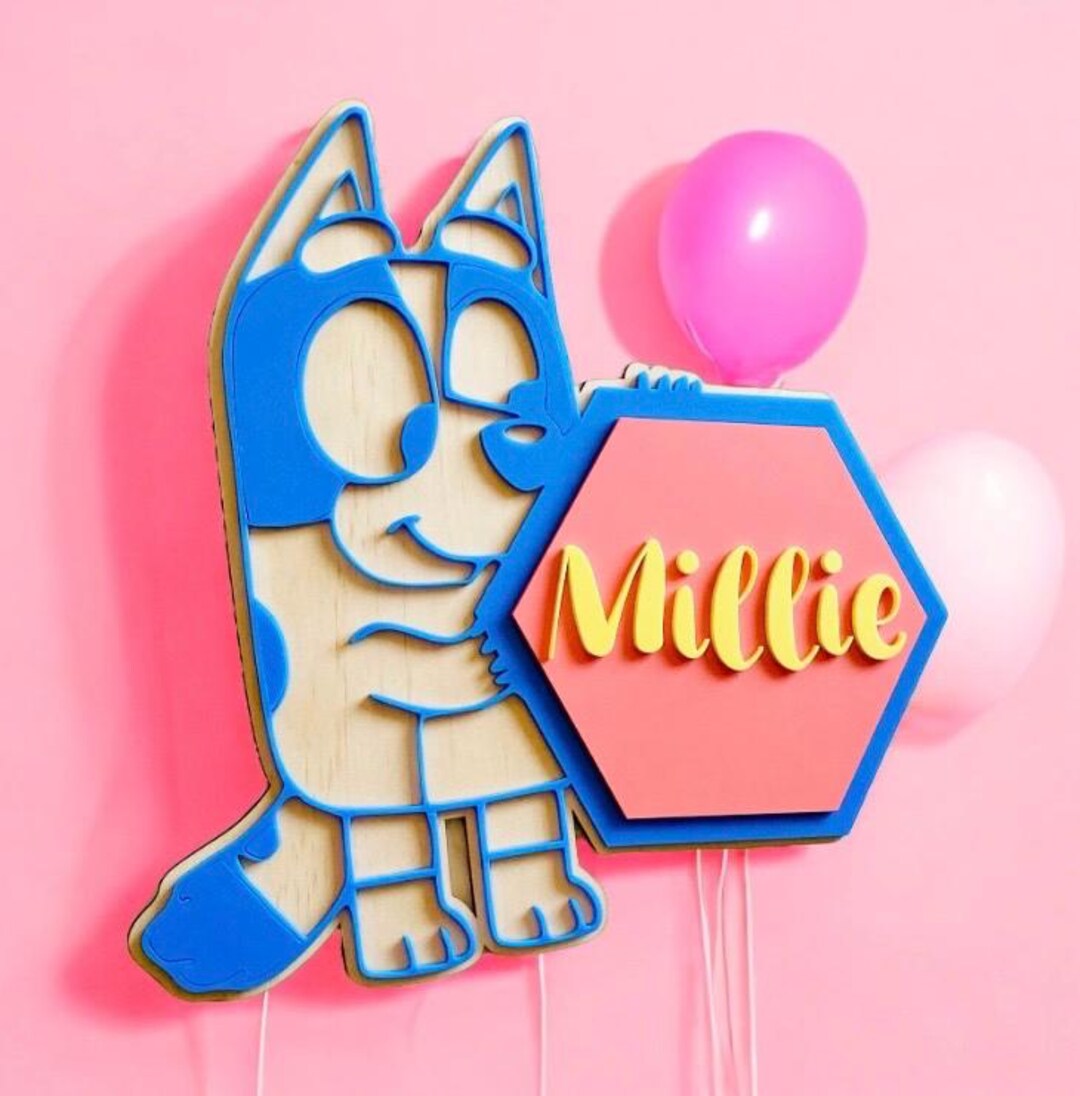 Bluey Personalised Wall Name Sign Acrylic Name Kids Bedroom Decor Bluey ...