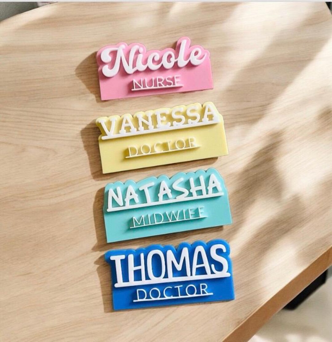 Acrylic Name Badge Personalised Work Name Badge Nurse Teacher Name ...