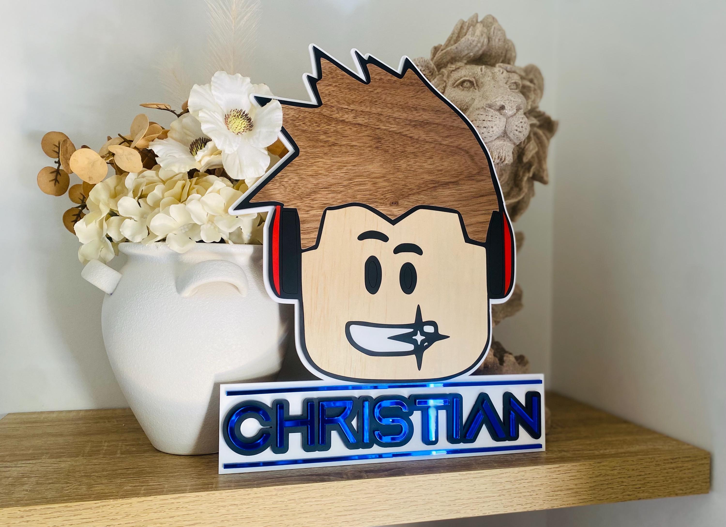 Personalized Roblox Birthday Sign: Layered Acrylic & Walnut Plaque - Etsy