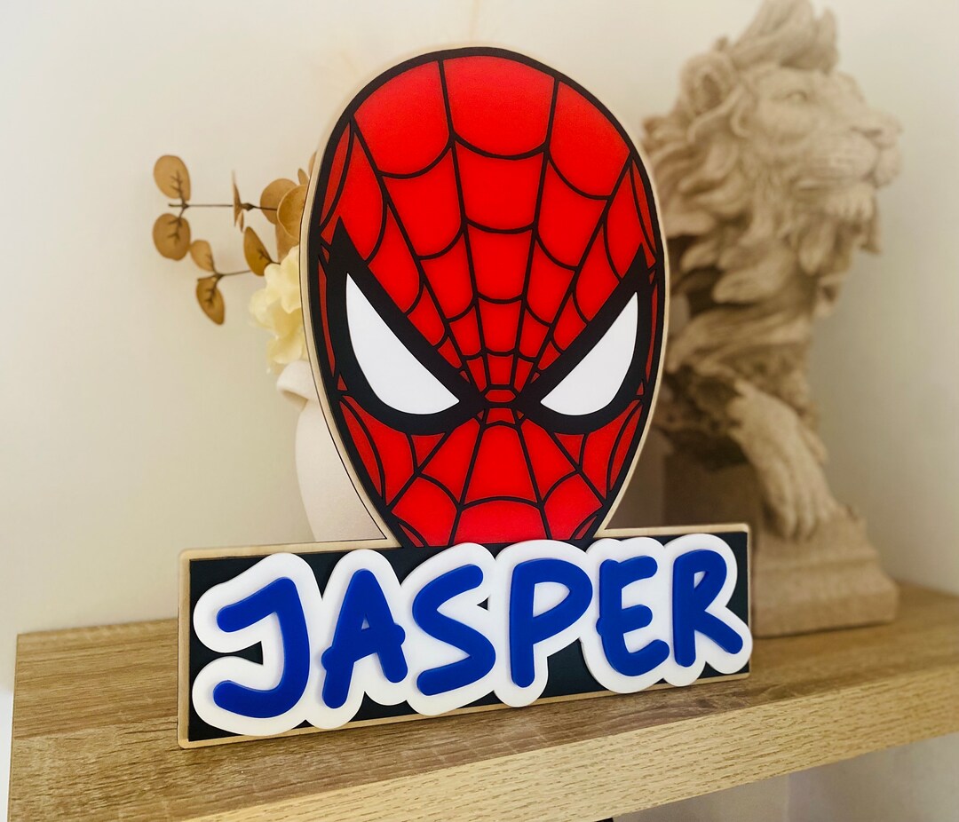 Spiderman Name Sign Personalised Gift Wall Name Sign Kids Bedroom Decor ...