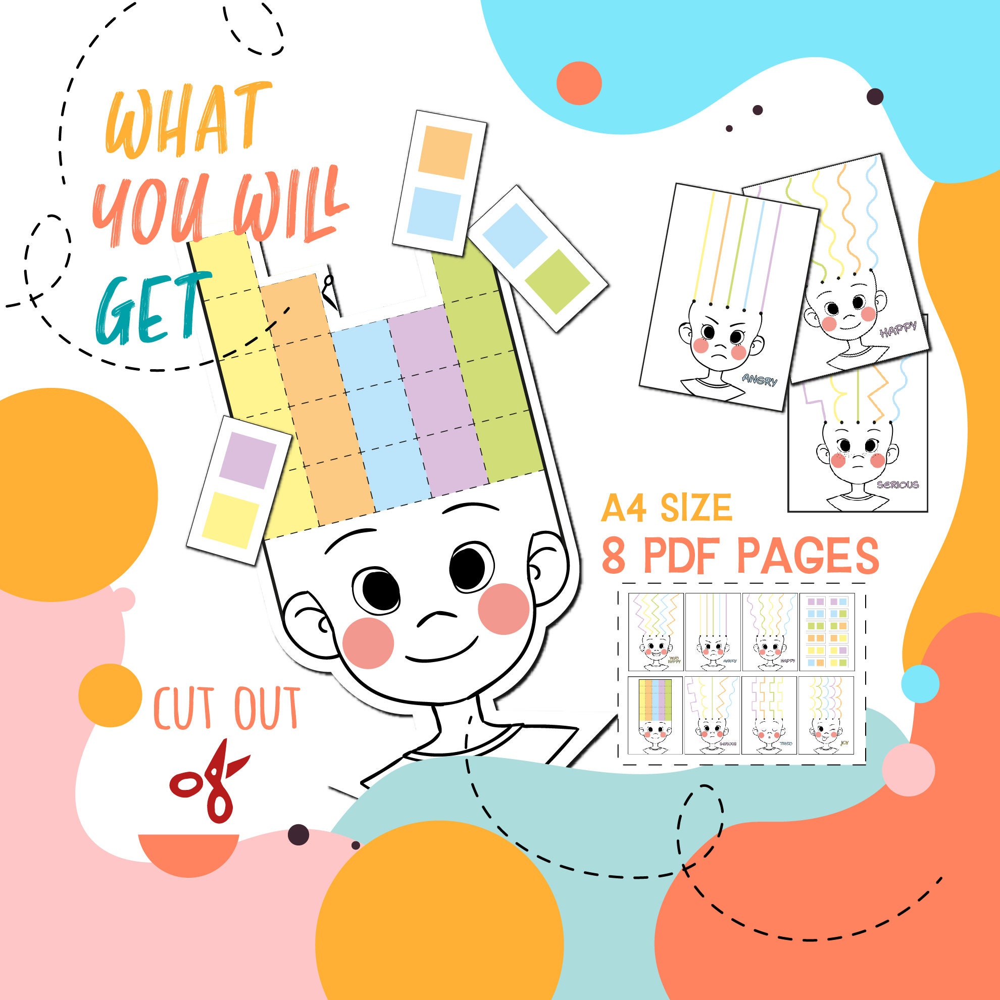 Funny Haircuts - Printable Preschool Cutting Activity for Developing ...