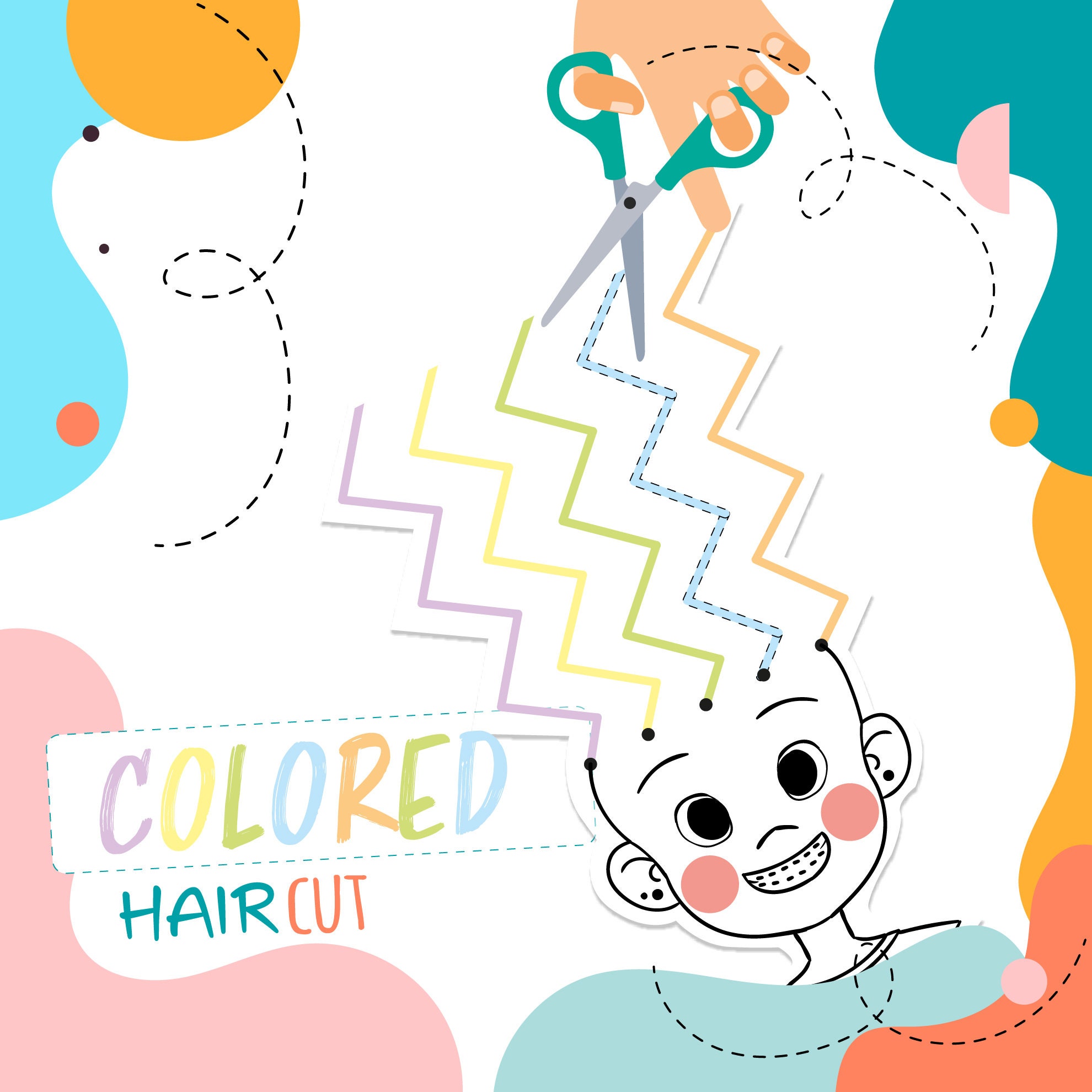 Funny Haircuts - Printable Preschool Cutting Activity for Developing ...