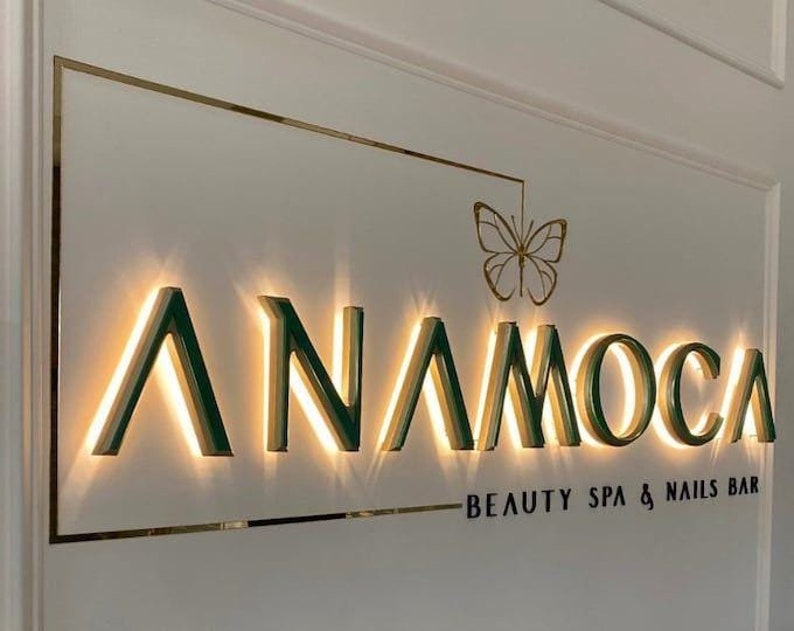 3D Business Sign, Custom Backlit Metal Storefront Sign, Outdoor LED ...