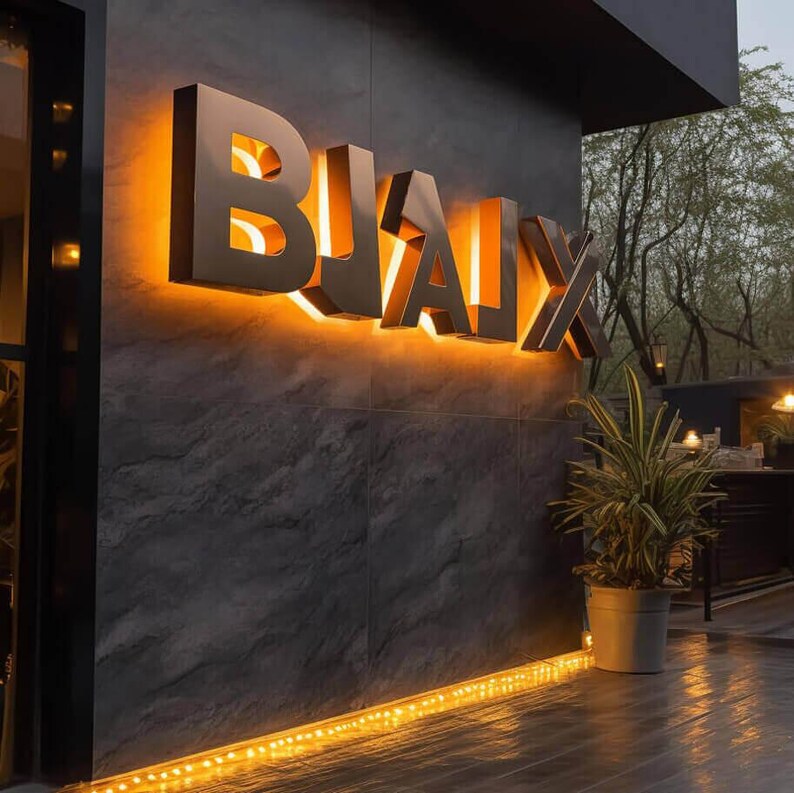 Custom Backlit 3D Metal Channel Letter Sign: Halo LED, Indoor/outdoor ...