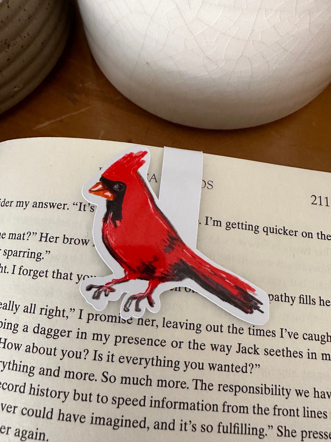 Cardinal Magnetic Bookmark | Bookish Bird Bookmarks | Bird Watching ...