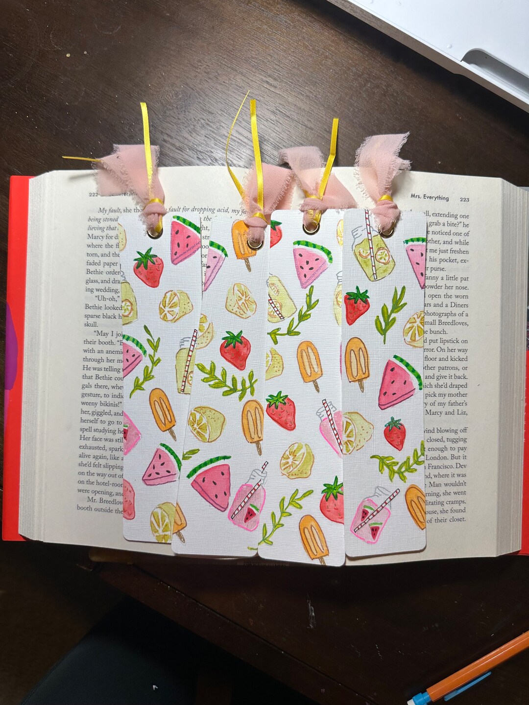 Poolside Watermelon Lemonade Summer Patterned Hand Painted Watercolor ...