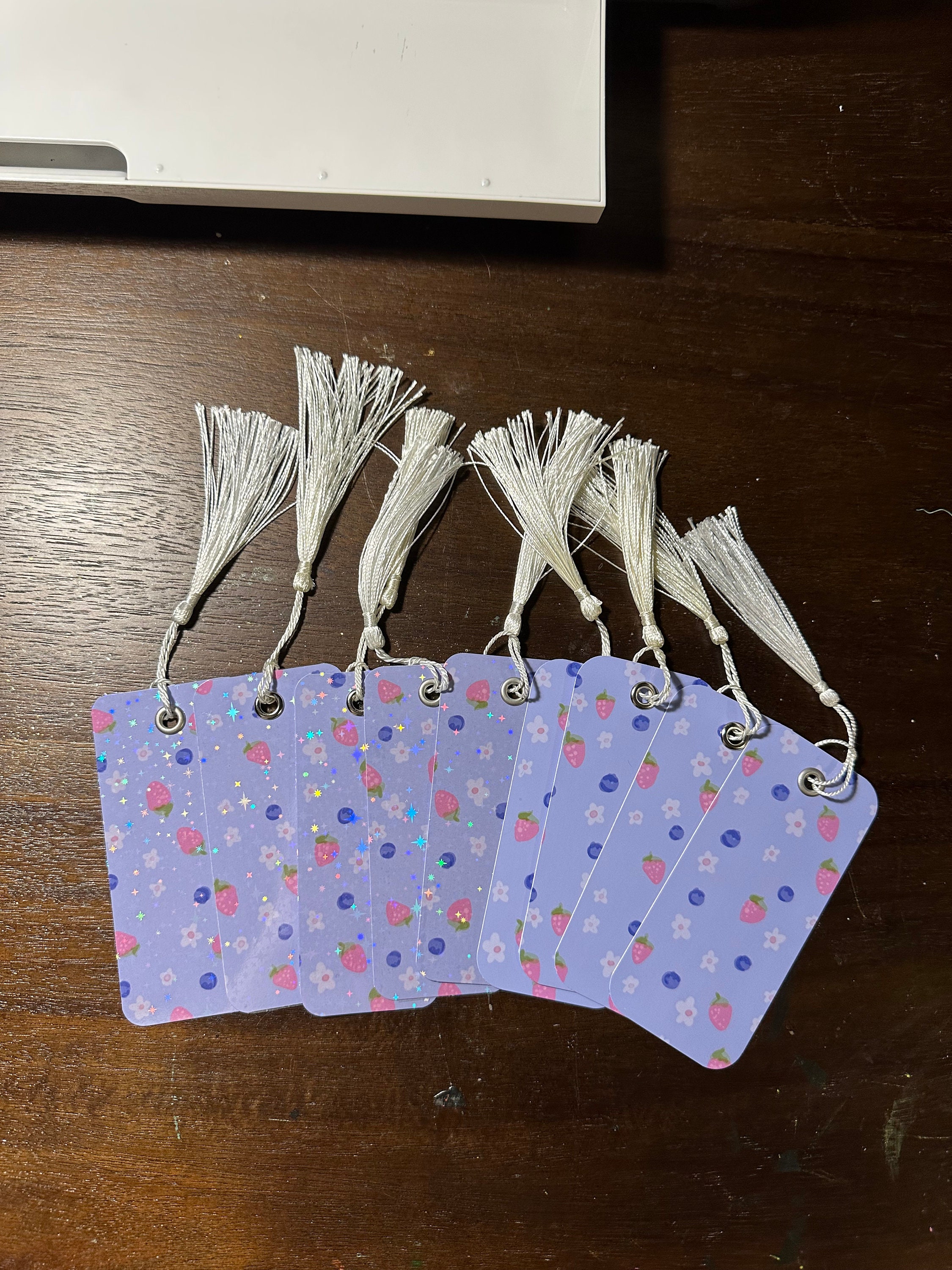 Strawberry and Blueberry Glitter Mini Bookmarks, Summer Fruit Bookmarks ...
