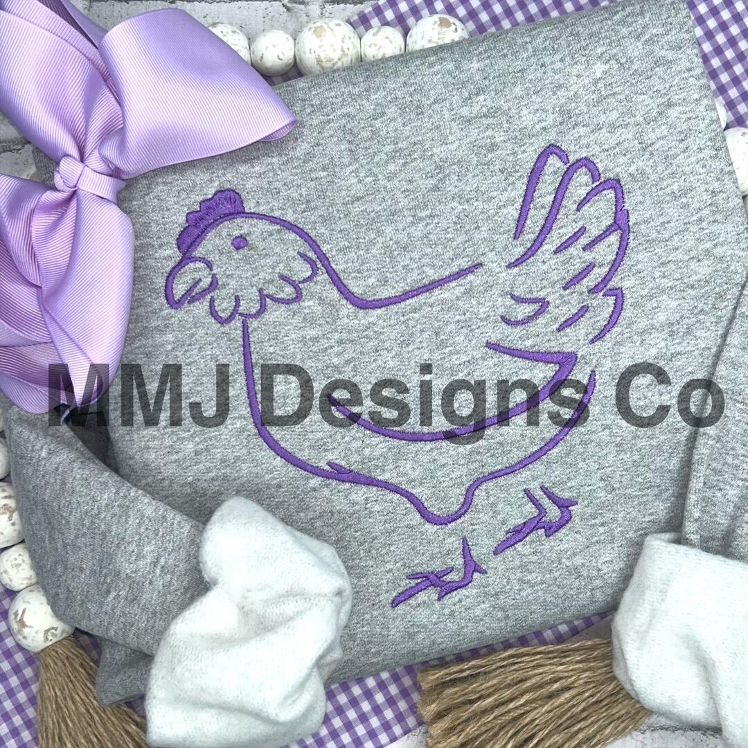 Chicken Outline Satin Embroidery Design - Etsy