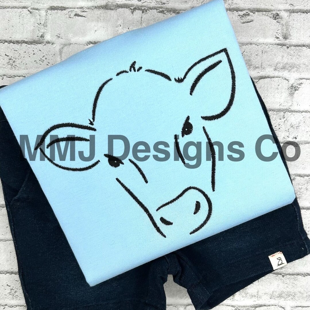 Cow Face Outline Satin Embroidery Design - Etsy