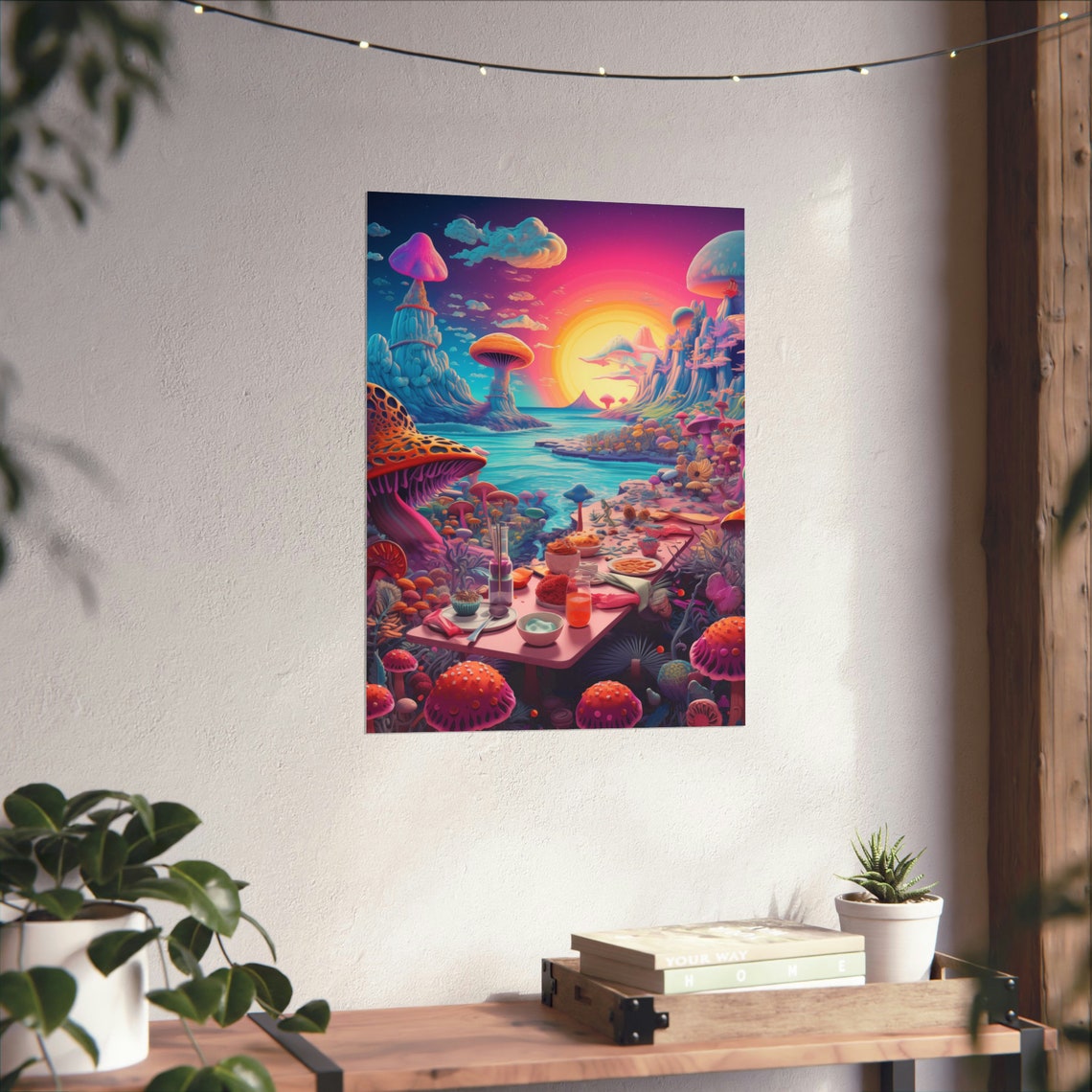 Psychedelic Beach Unframed Print, Surreal Wall Art, Poster Print, Home ...