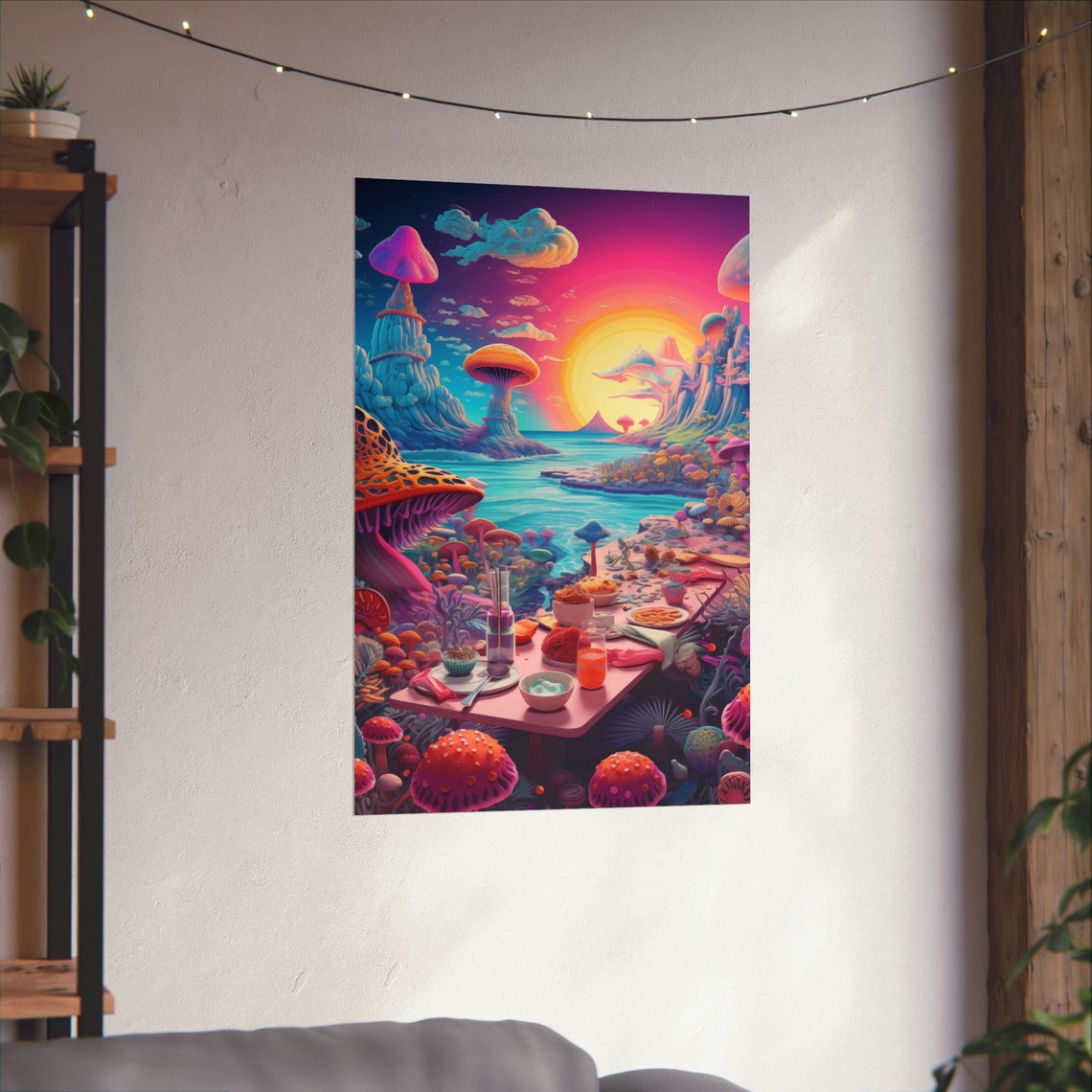 Psychedelic Beach Unframed Print, Surreal Wall Art, Poster Print, Home ...