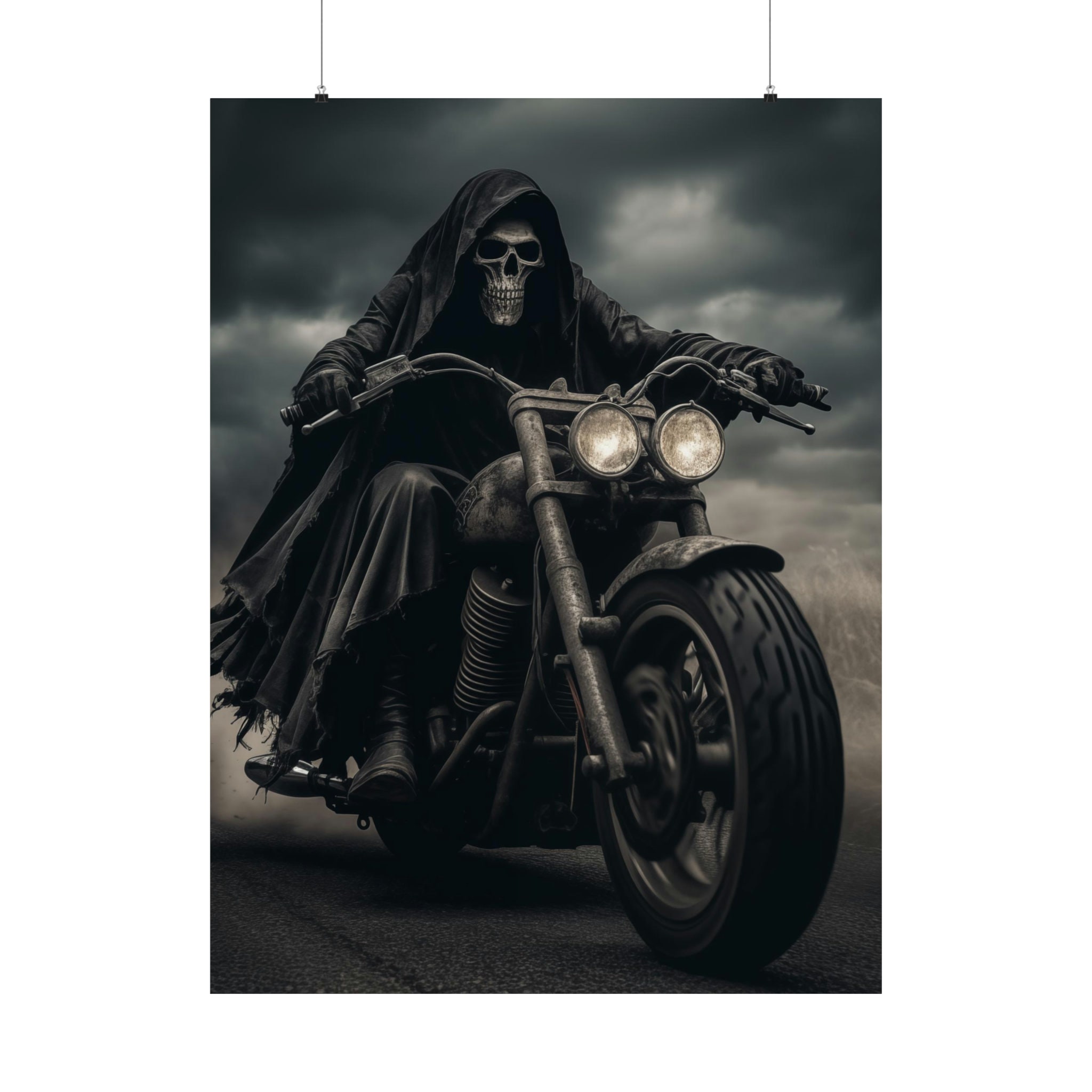 Grim Reaper Motorcycle Unframed Print, Wall Art, Poster Print, Man Cave ...