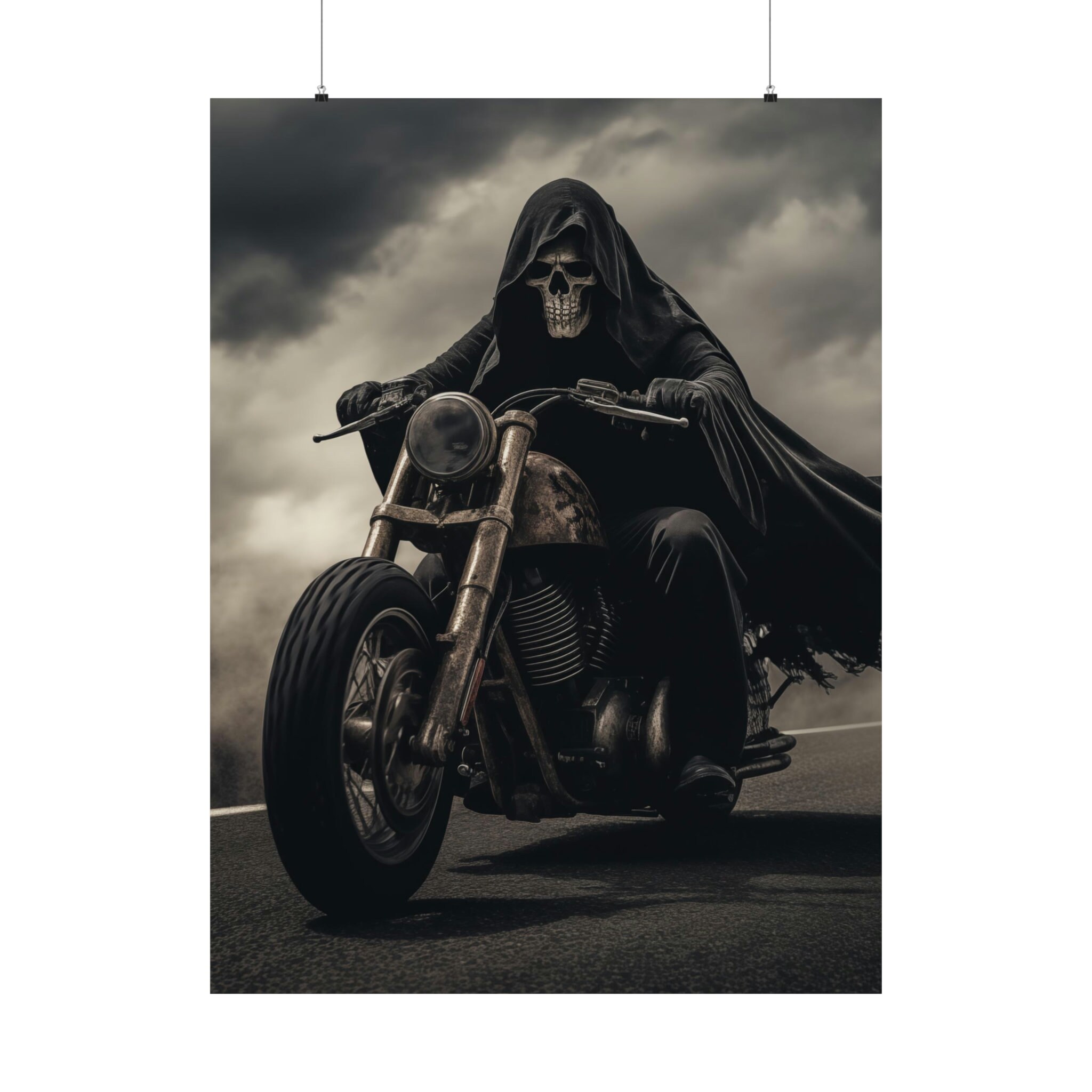 Grim Reaper Motorcycle Unframed Print, Wall Art, Poster Print, Man Cave ...