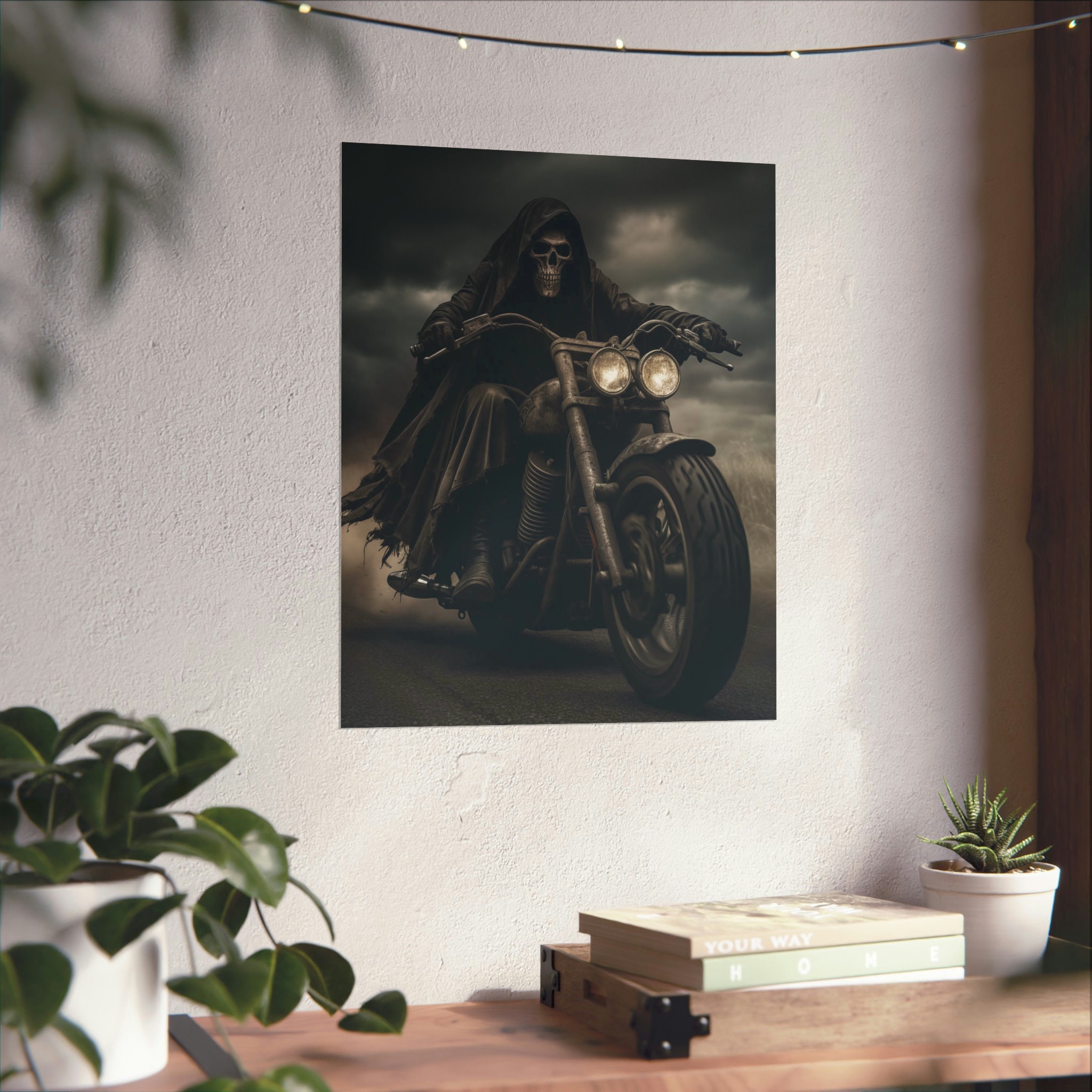 Grim Reaper Motorcycle Unframed Print, Wall Art, Poster Print, Man Cave ...