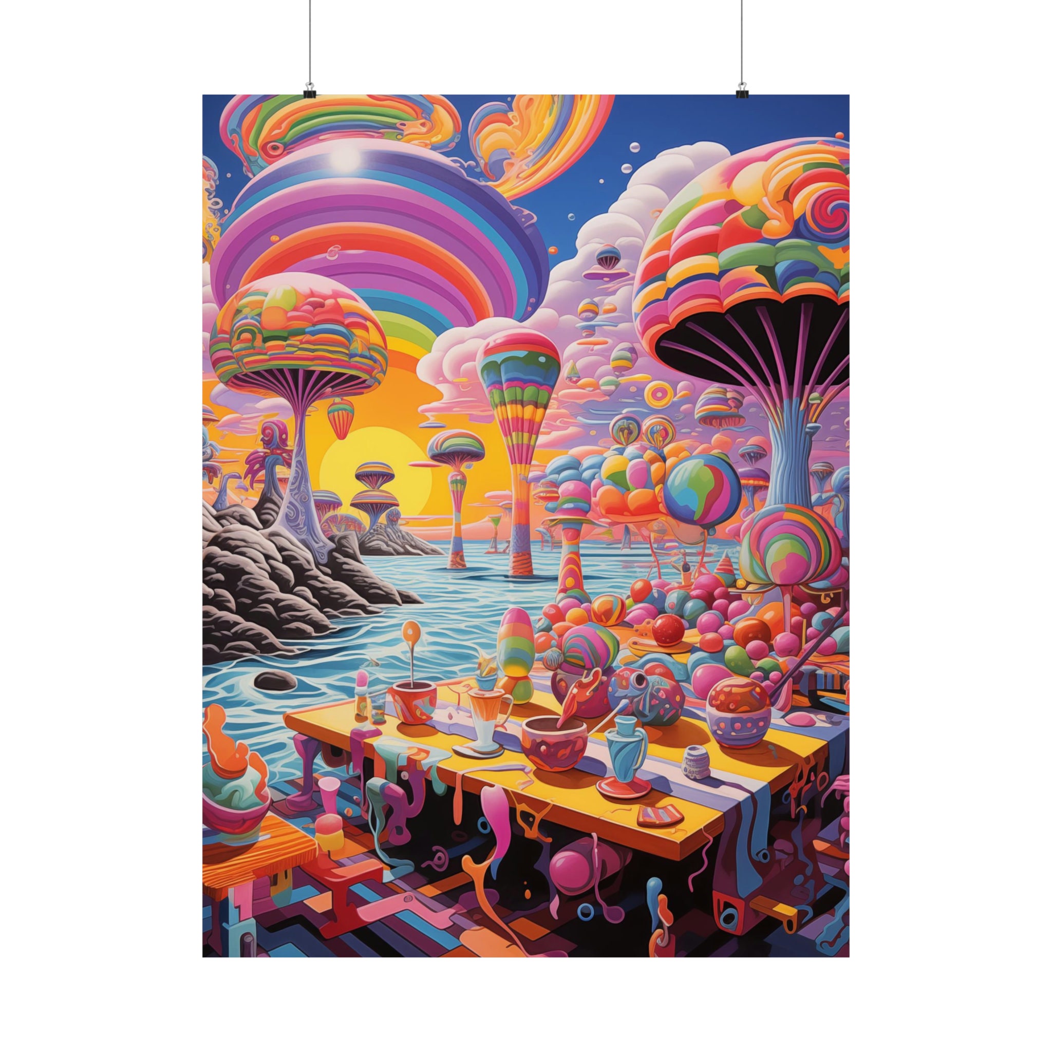 Psychedelic Beach Unframed Print, Surreal Wall Art, Poster Print, Home ...