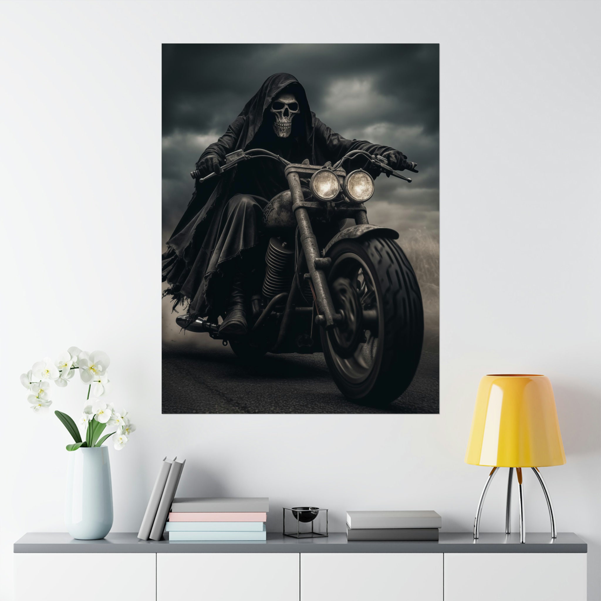Grim Reaper Motorcycle Unframed Print, Wall Art, Poster Print, Man Cave ...