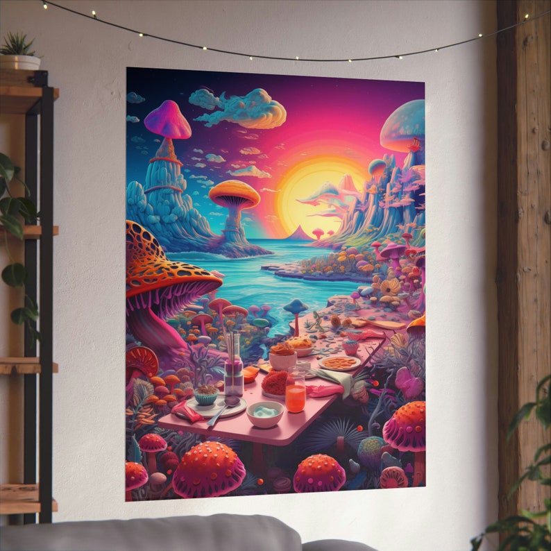 Psychedelic Beach Unframed Print, Surreal Wall Art, Poster Print, Home ...