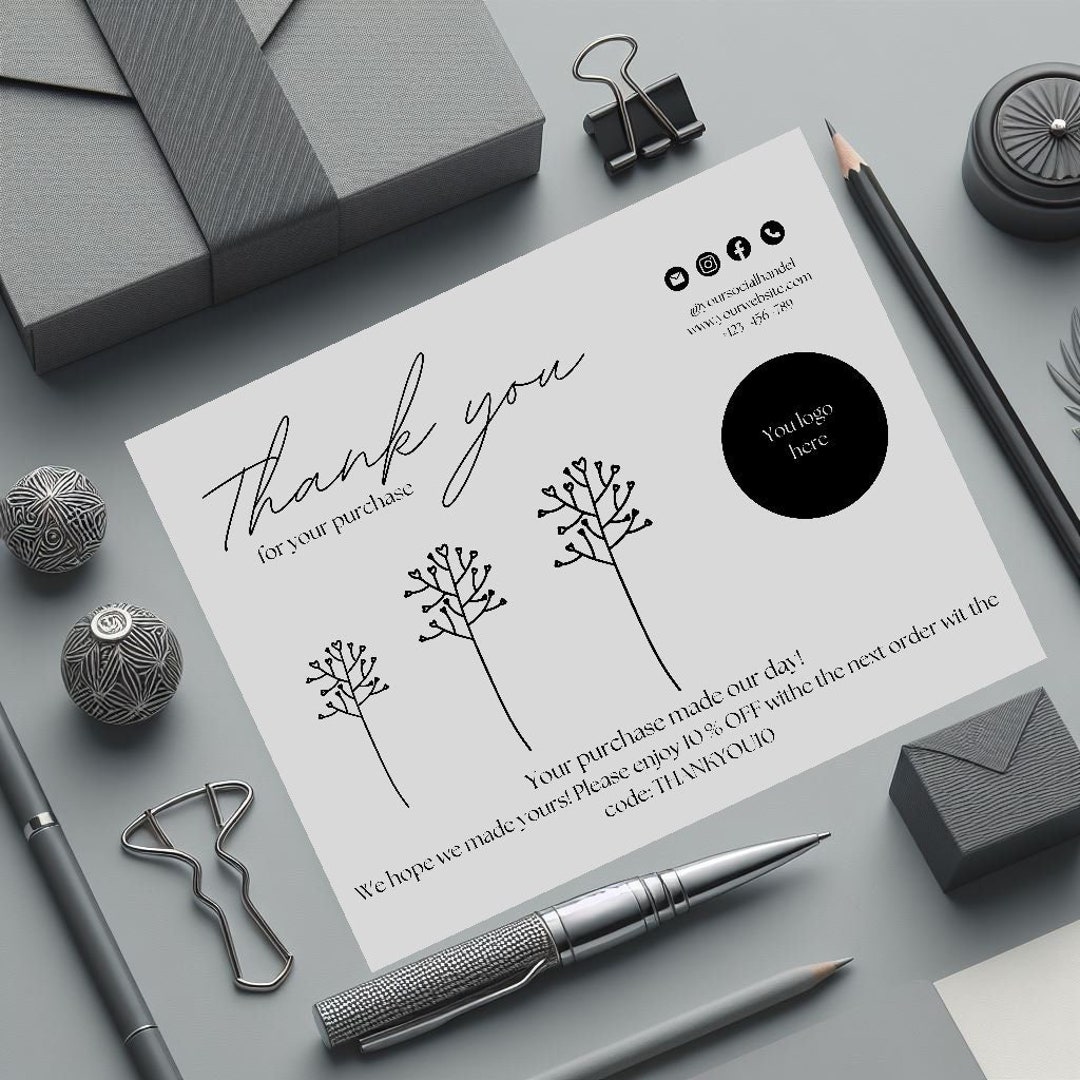 Elegant, Minimalist Gray Thank You Card. Simple, Clean, and Easily ...