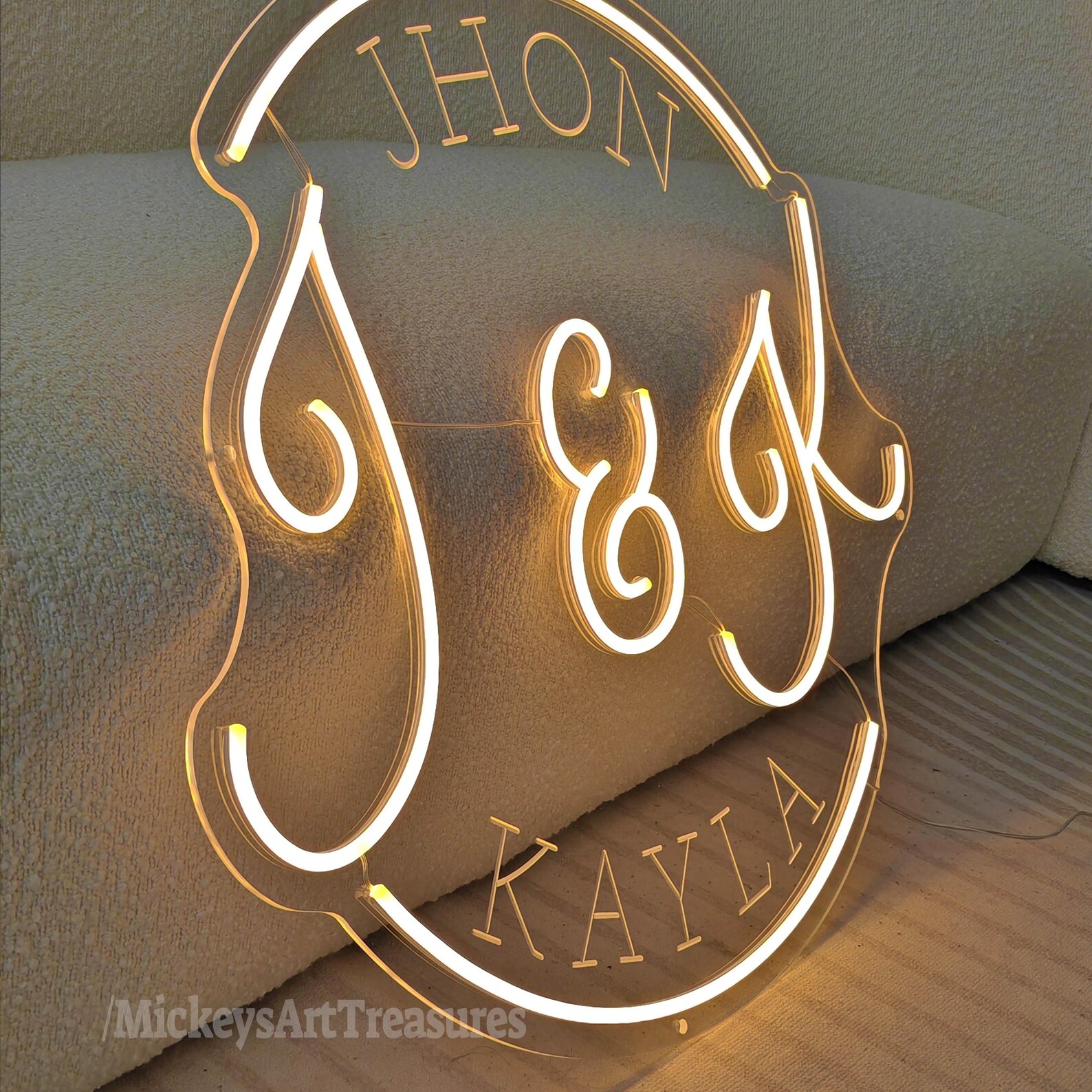 Custom Initials Wedding Neon Sign: LED Monogram Decor - Etsy
