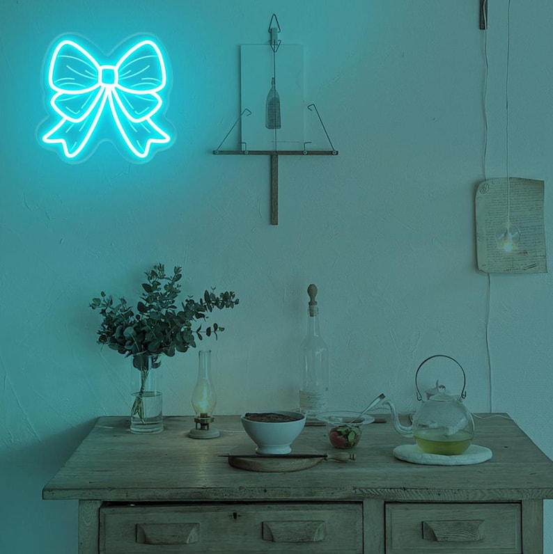 Pink Bow LED Neon Sign: Coquette Room Decor - Etsy