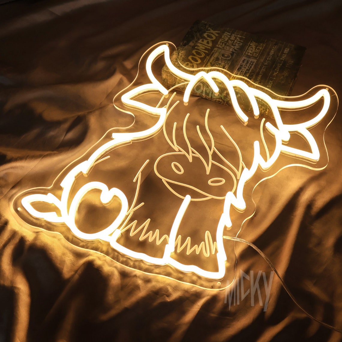 Highland Cow LED Neon Sign | Farmhouse Kid Room Decor - Etsy