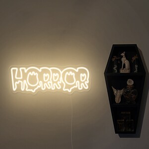 HORROR Neon Sign, Gothic Decor, Movie Room Display Gift for Horror ...