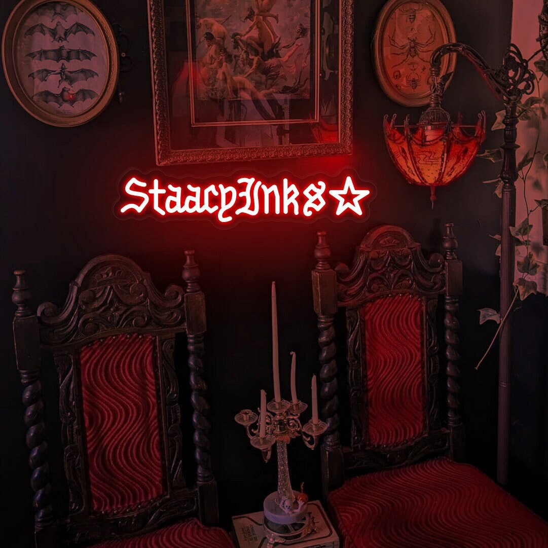 Custom Gothic Name Neon Sign,old English Name Neon Sign, Custom Name ...