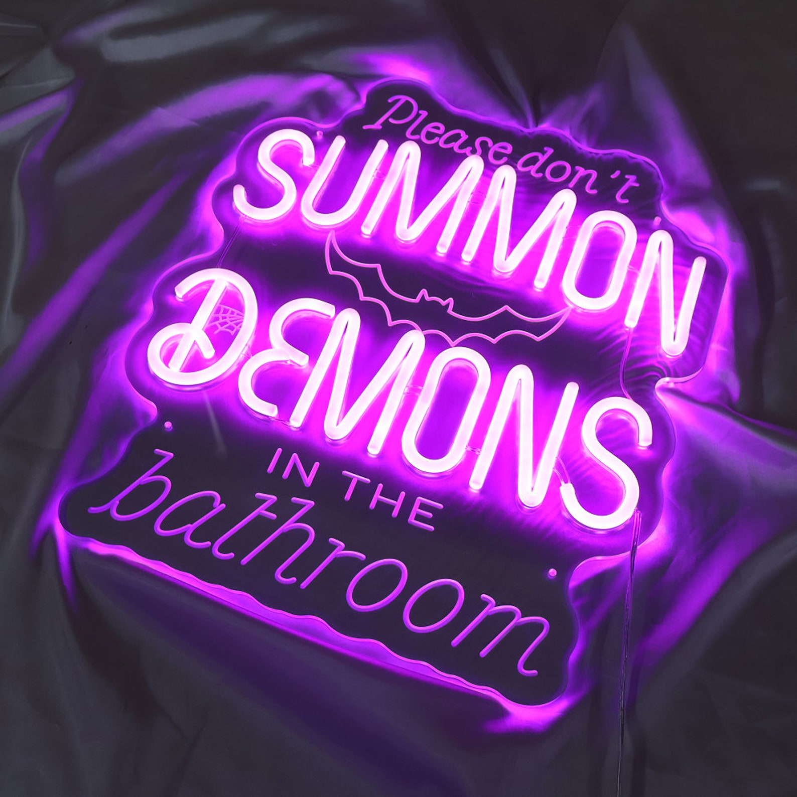 Please Don't Summon Demons in the Bathroom Neon Sign| Spooky Sign ...