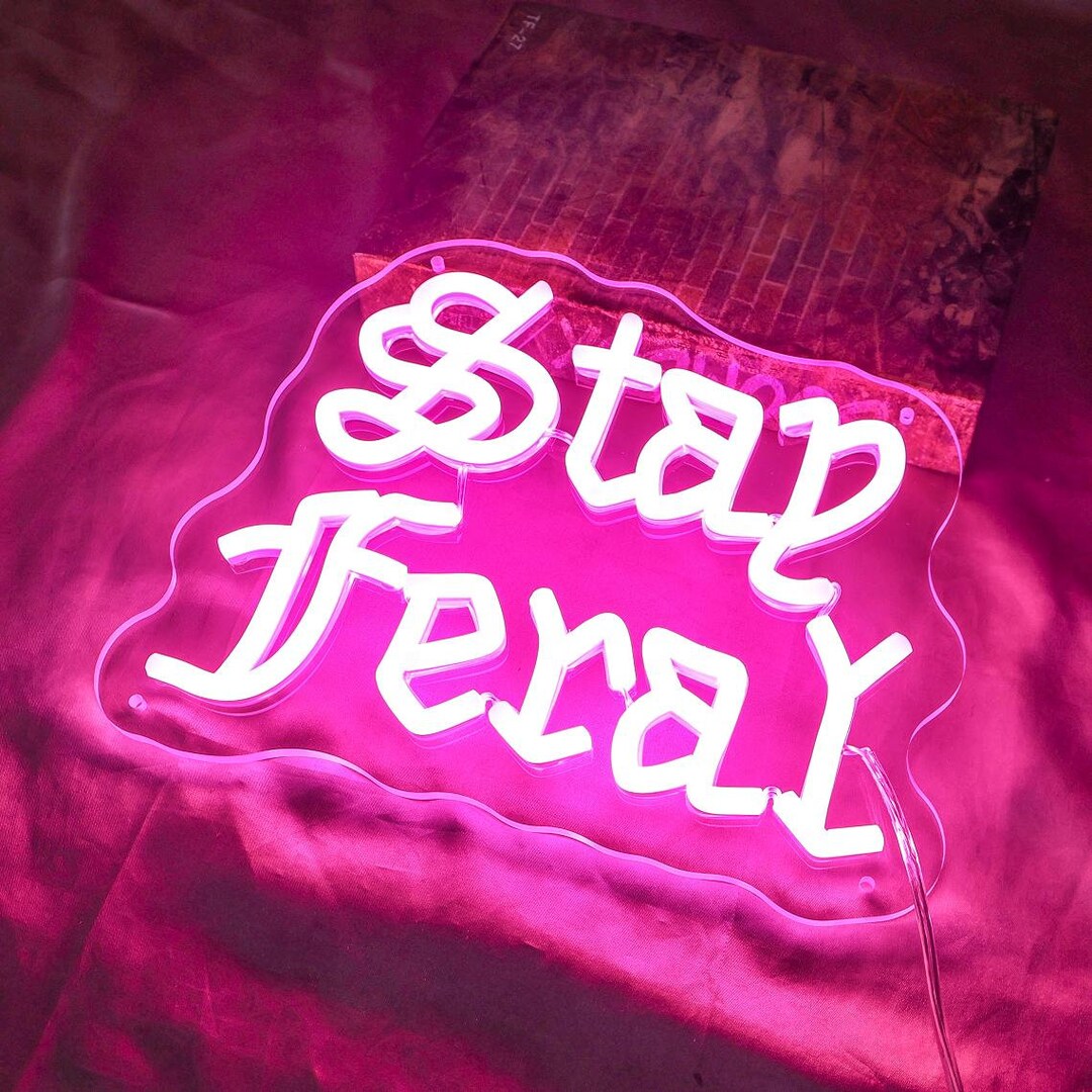 Stay Feral Neon Sign | Goth Lover Gift | Gothic Decor| Vintage Font ...