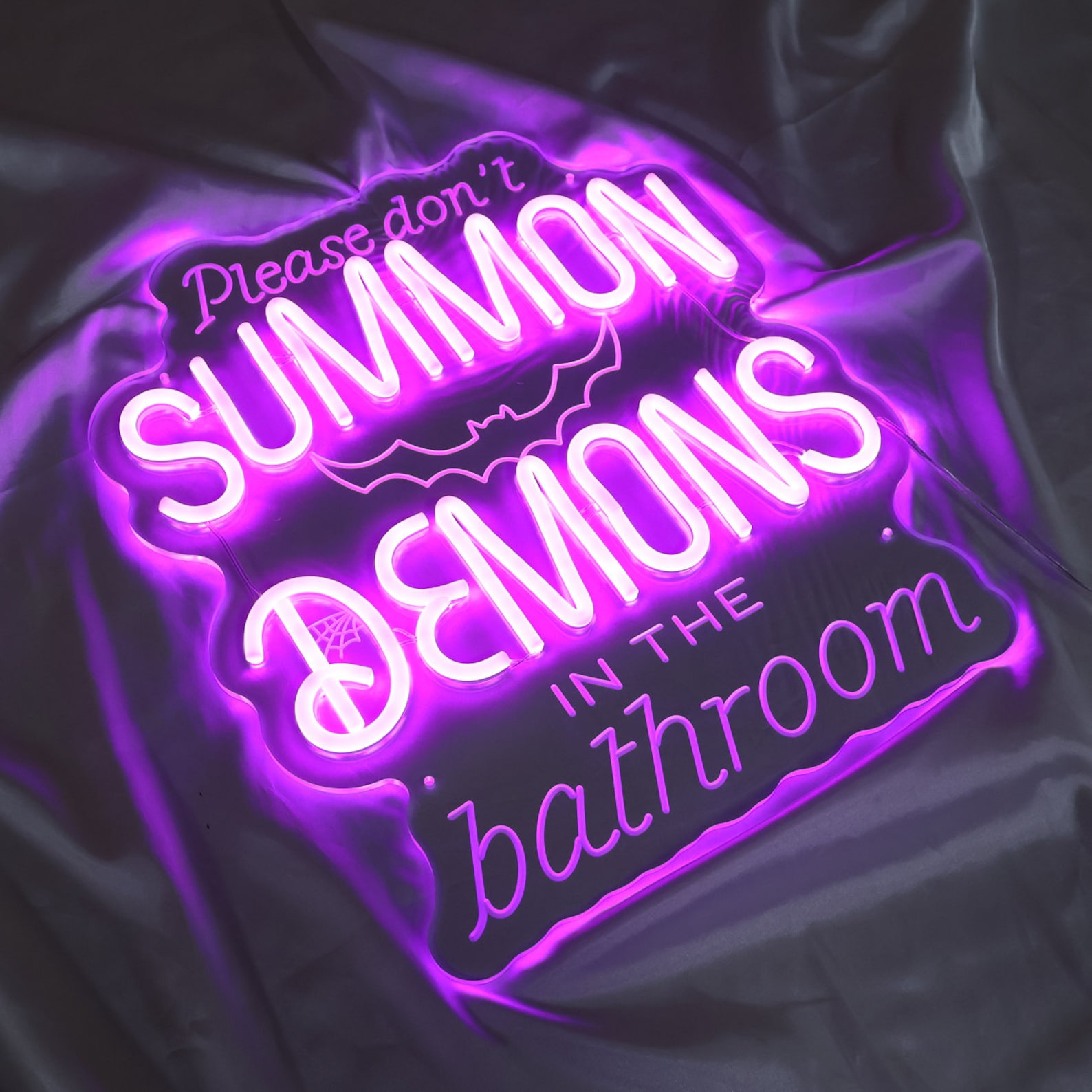Please Don't Summon Demons in the Bathroom Neon Sign| Spooky Sign ...