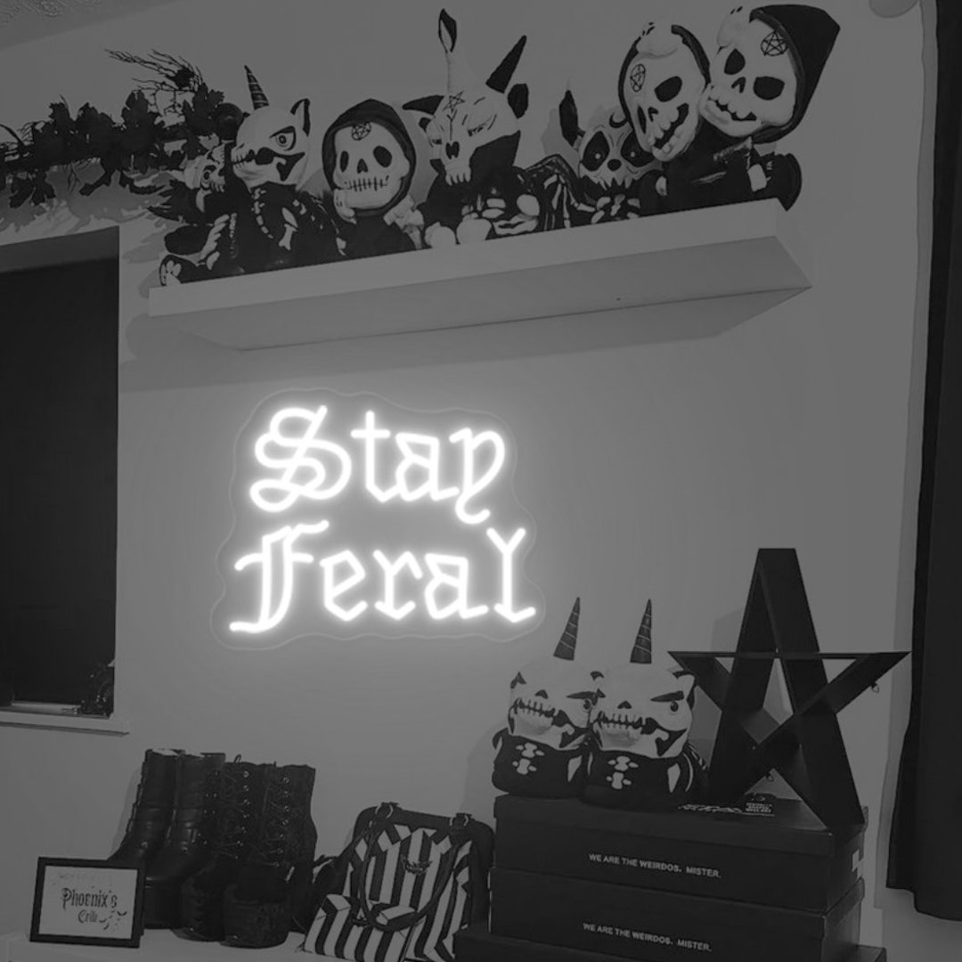 Stay Feral Neon Sign Goth Lover Gift Gothic Decor Vintage Font Decor ...