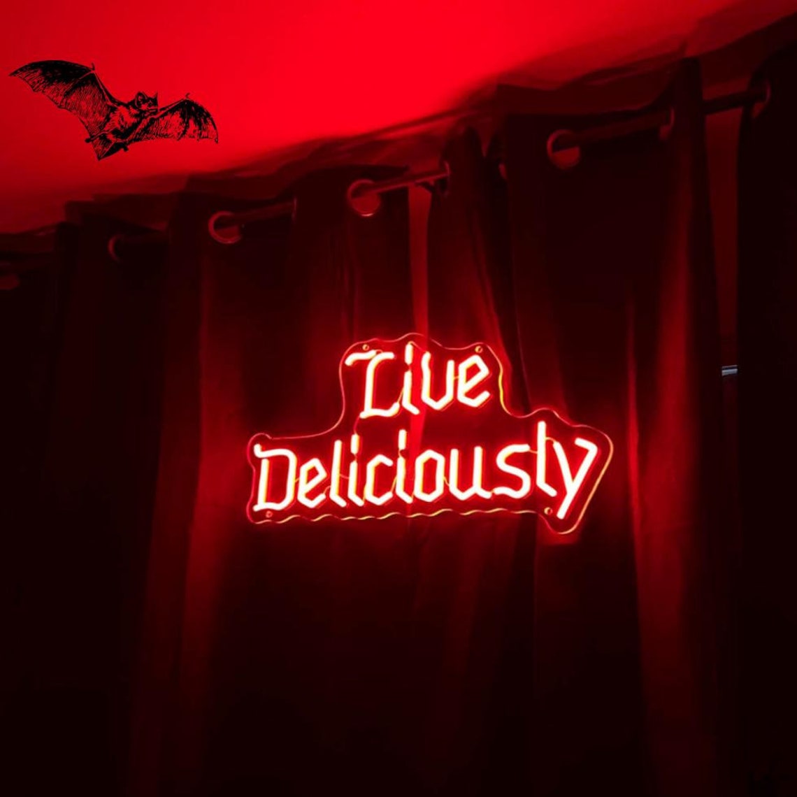 Live Deliciously Neon Sign: Goth Home Decor - Etsy