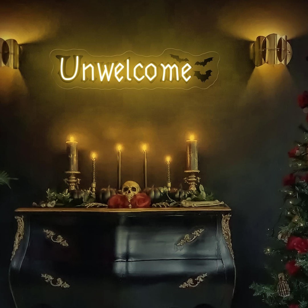 Unwelcome Bat Neon Sign| Dark Room Decor Sign| Gothic Room Decor ...