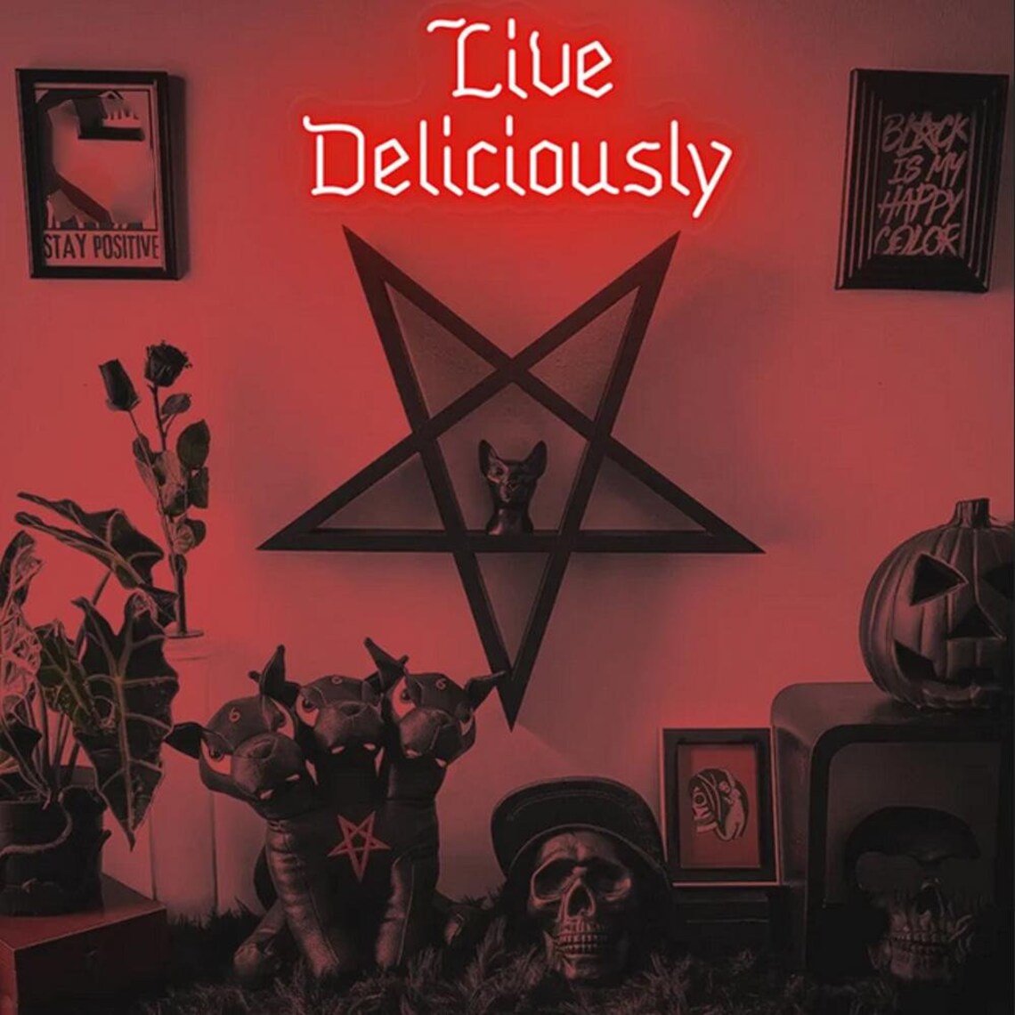 Live Deliciously Neon Sign: Goth Home Decor - Etsy