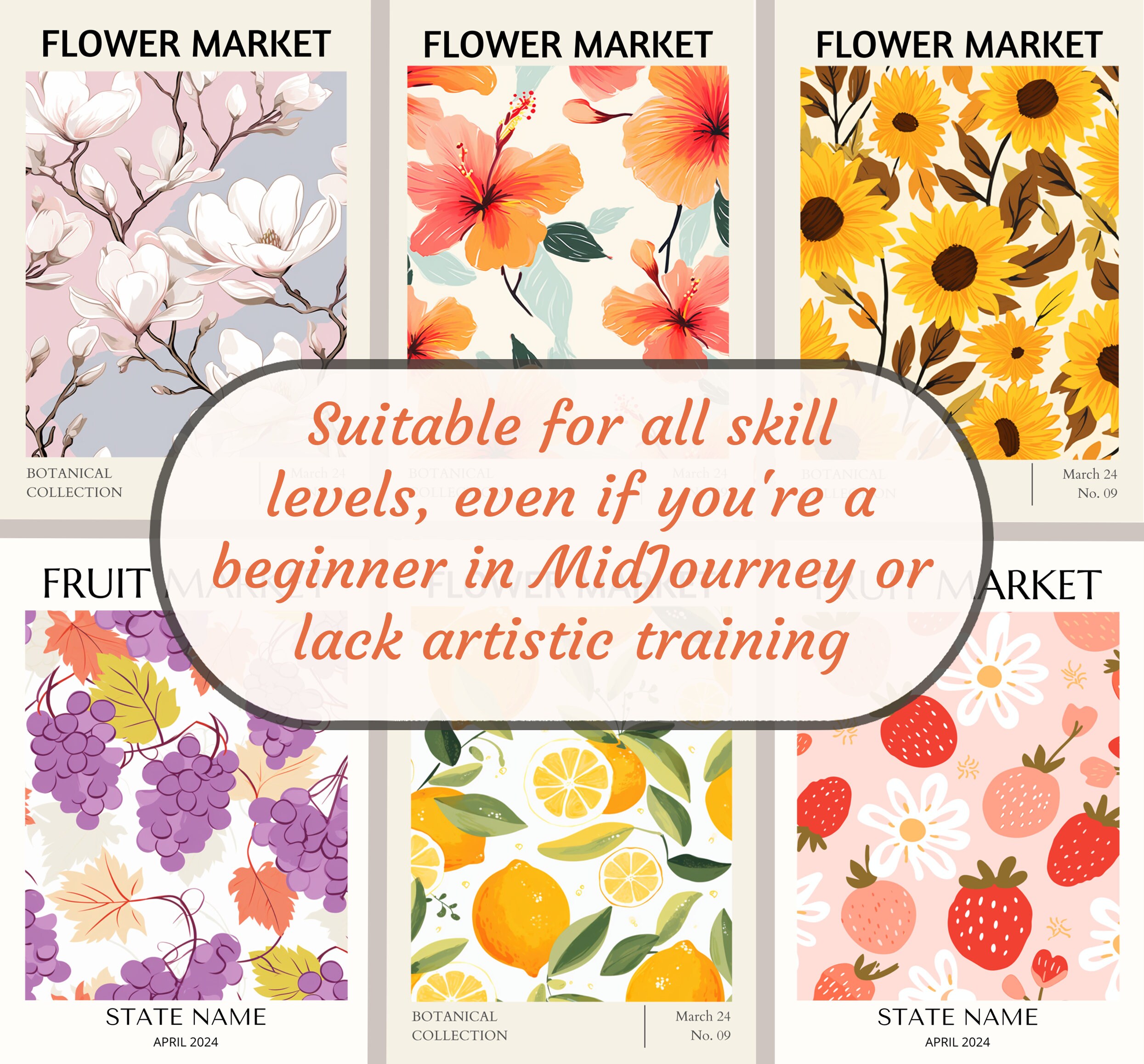 Midjourney Prompts for Flower Market Art, Fruit Market Wall Art ...
