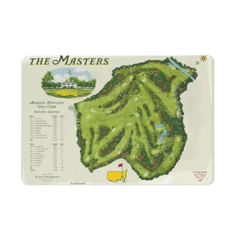 Augusta National Golf Club Course Map - Etsy
