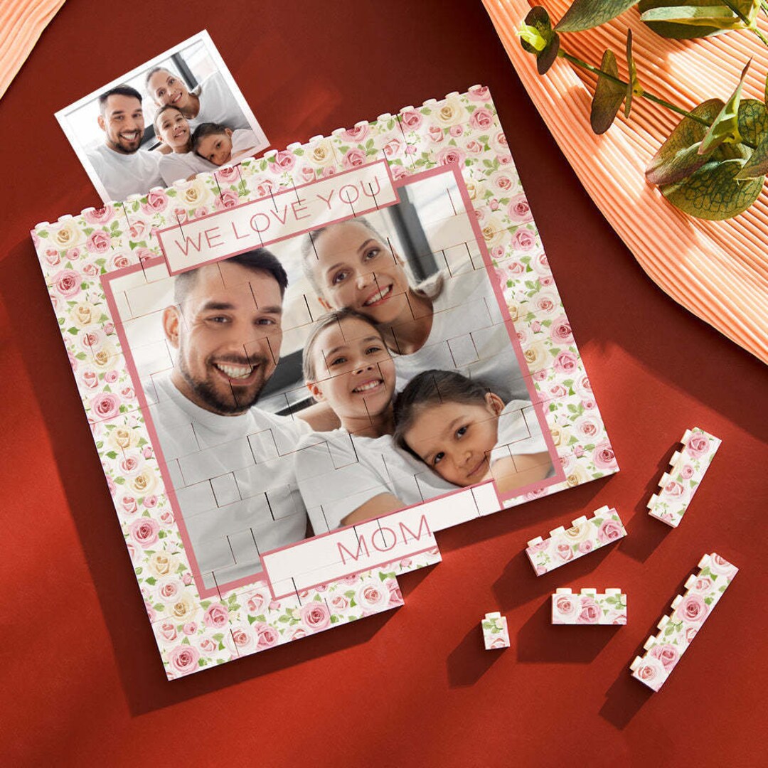 Custom Building Block Puzzle Square Photo Brick Mom We Love You Mother ...