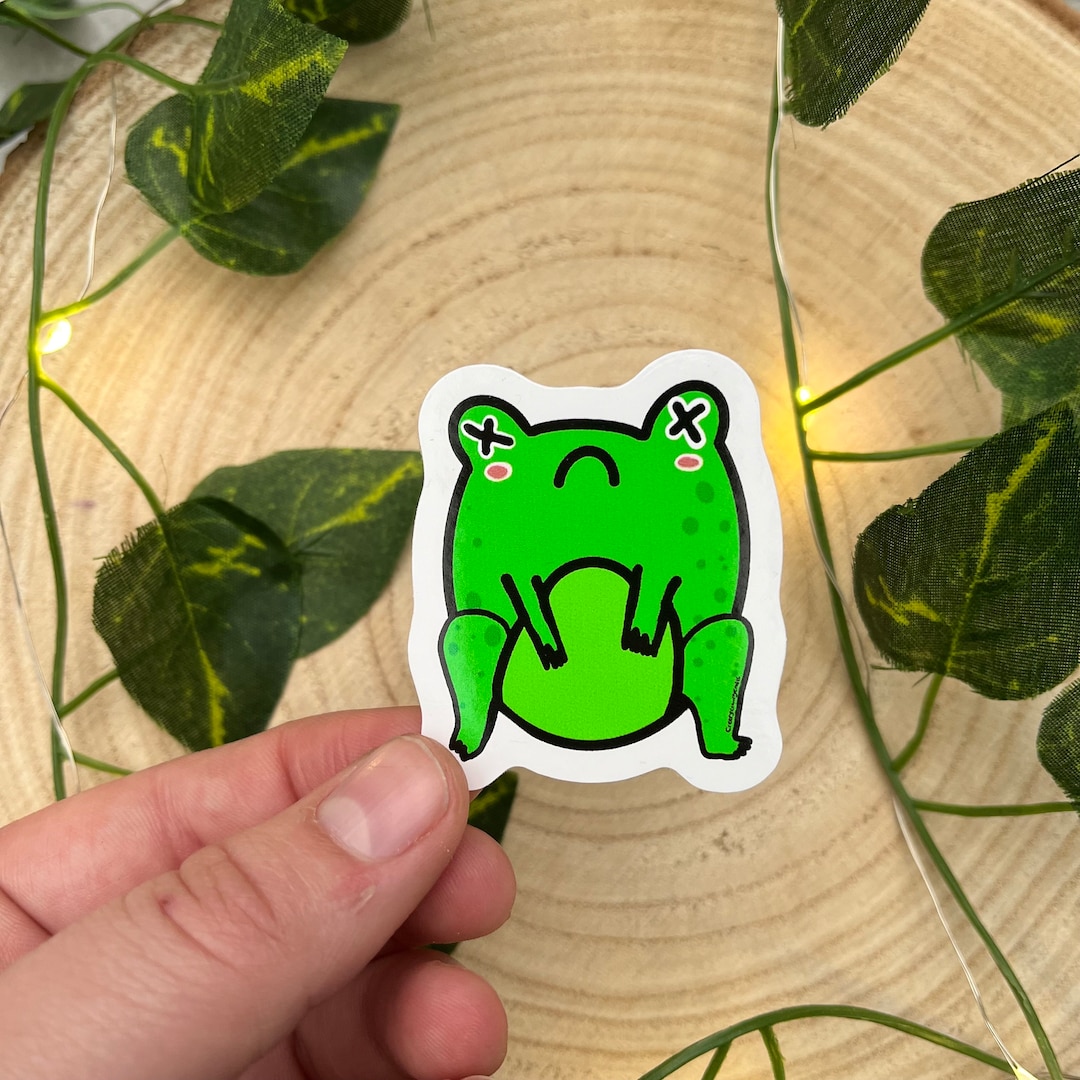 Unhappy Francis the Frog Stickers Froggie Cottagecore Quirky - Etsy