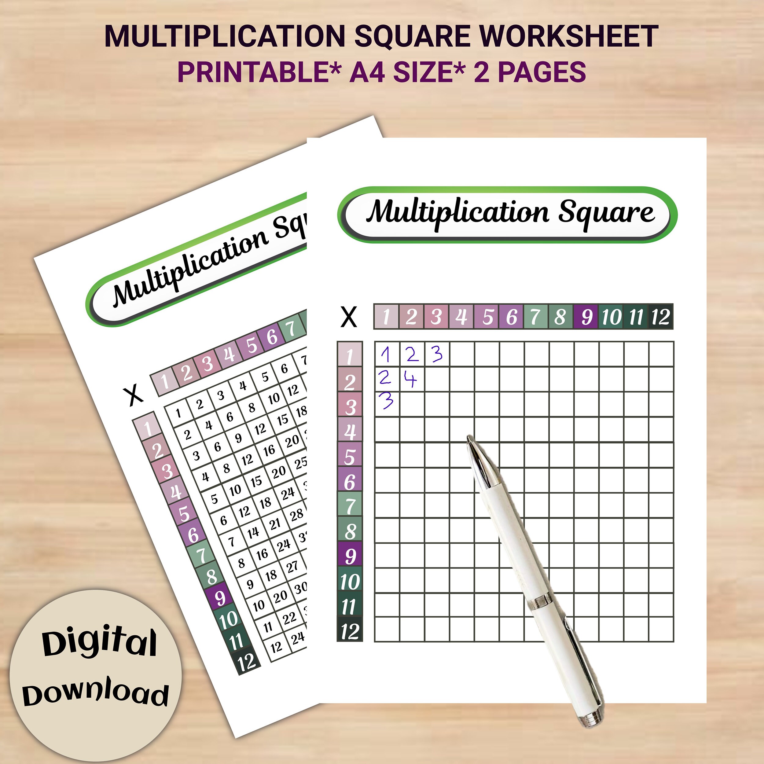 Multiplication Chart, Times Table Grid, Teaching Aid, Math Worksheet ...