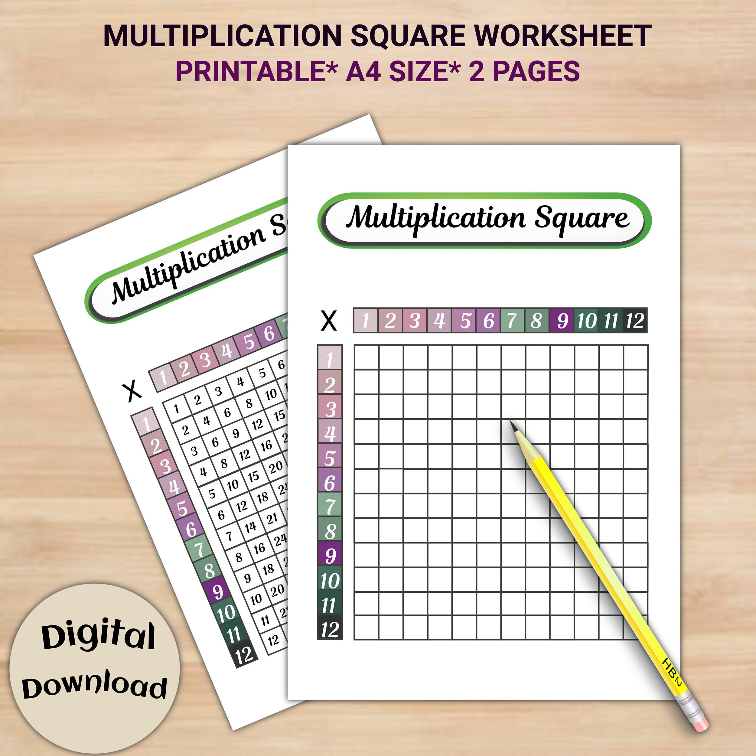 Multiplication Chart, Times Table Grid, Teaching Aid, Math Worksheet ...
