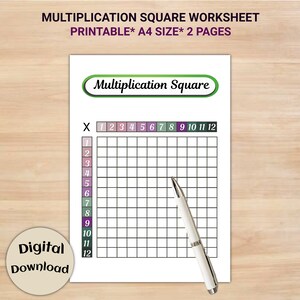 Multiplication Chart, Times Table Grid, Teaching Aid, Math Worksheet ...