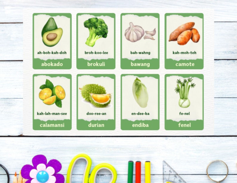 Tagalog Flashcards: Explore Filipino Culture With Illustrated Fruits ...