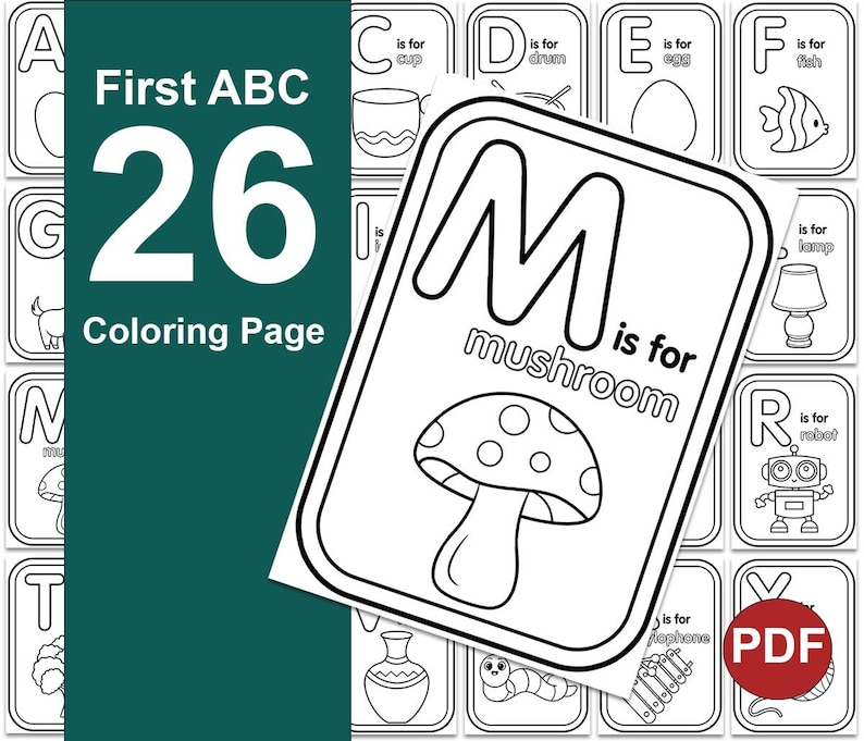 ABC Coloring Pages for Toddlers - Digital Download PDF + JPG - 3 Sizes ...