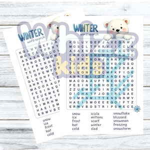Printable Winter Wonderland Word Search Puzzle - Digital Download - Etsy