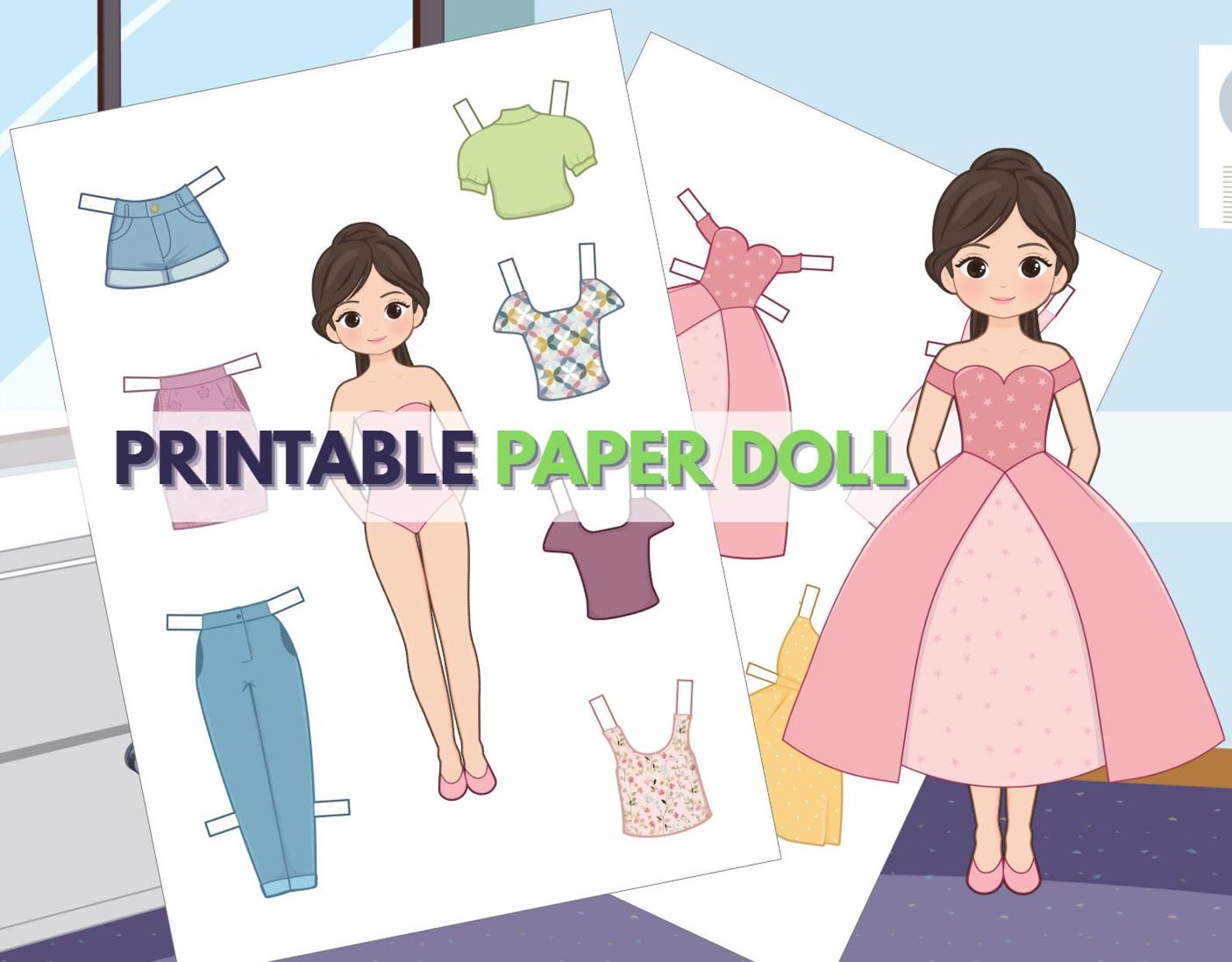 Printable Paperdoll With Outfits – Cute Pastel Dress-up Game for Kids ...
